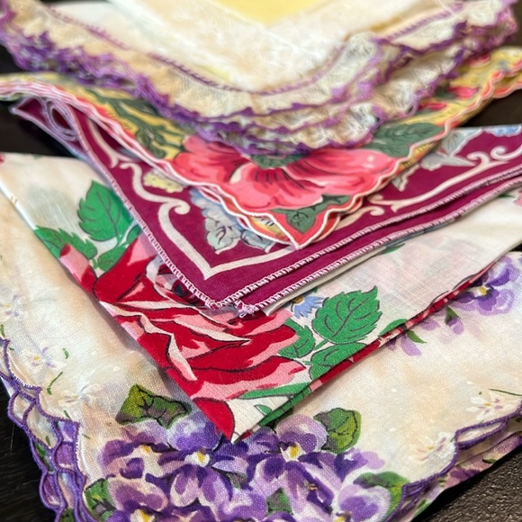 Vintage | Accents | Vintage Colorful Floral Handkerchief Lot | Poshmark